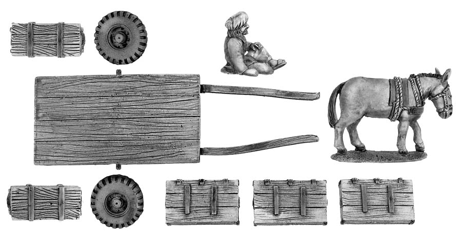 Flatbed mule cart with boxes – Eureka Miniatures